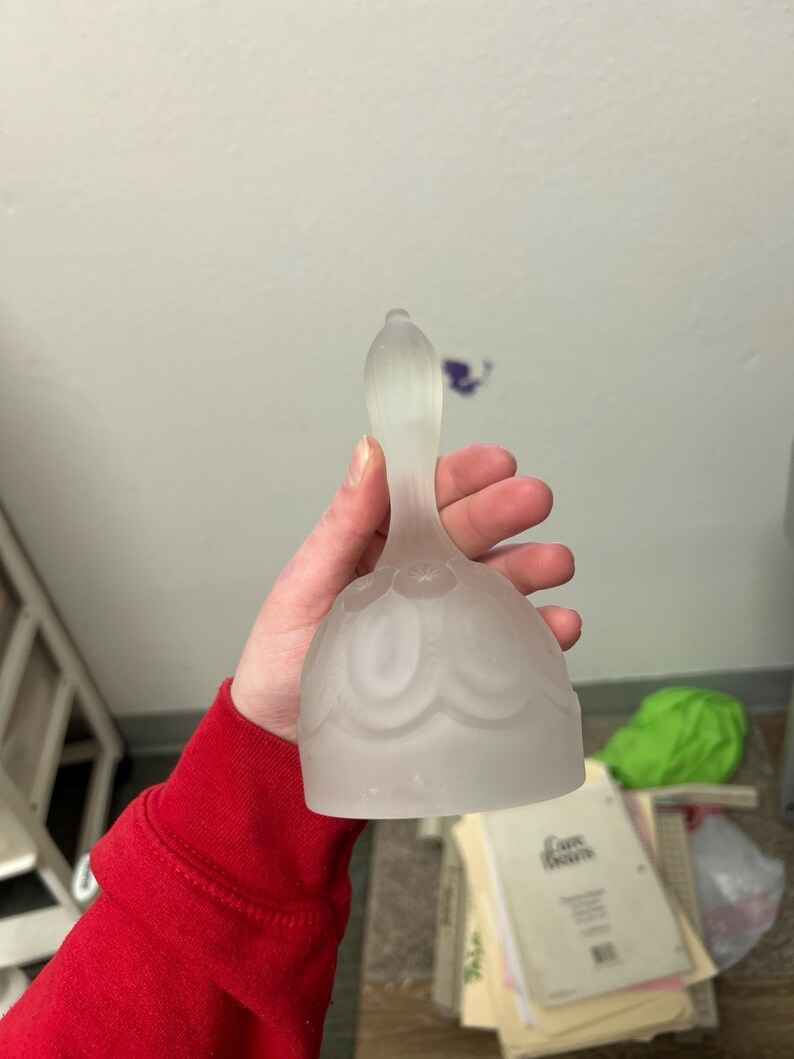 Vintage Frosted Glass Bell | Floral Pressed Glass, Cottagecore Decor - Etsy