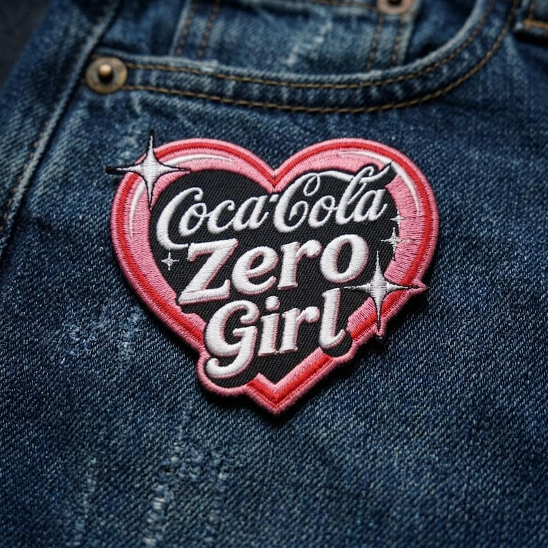 Coke Zero Girl Patch, Cute Heart Soda Embroidered Patch, Funny Y2K ...
