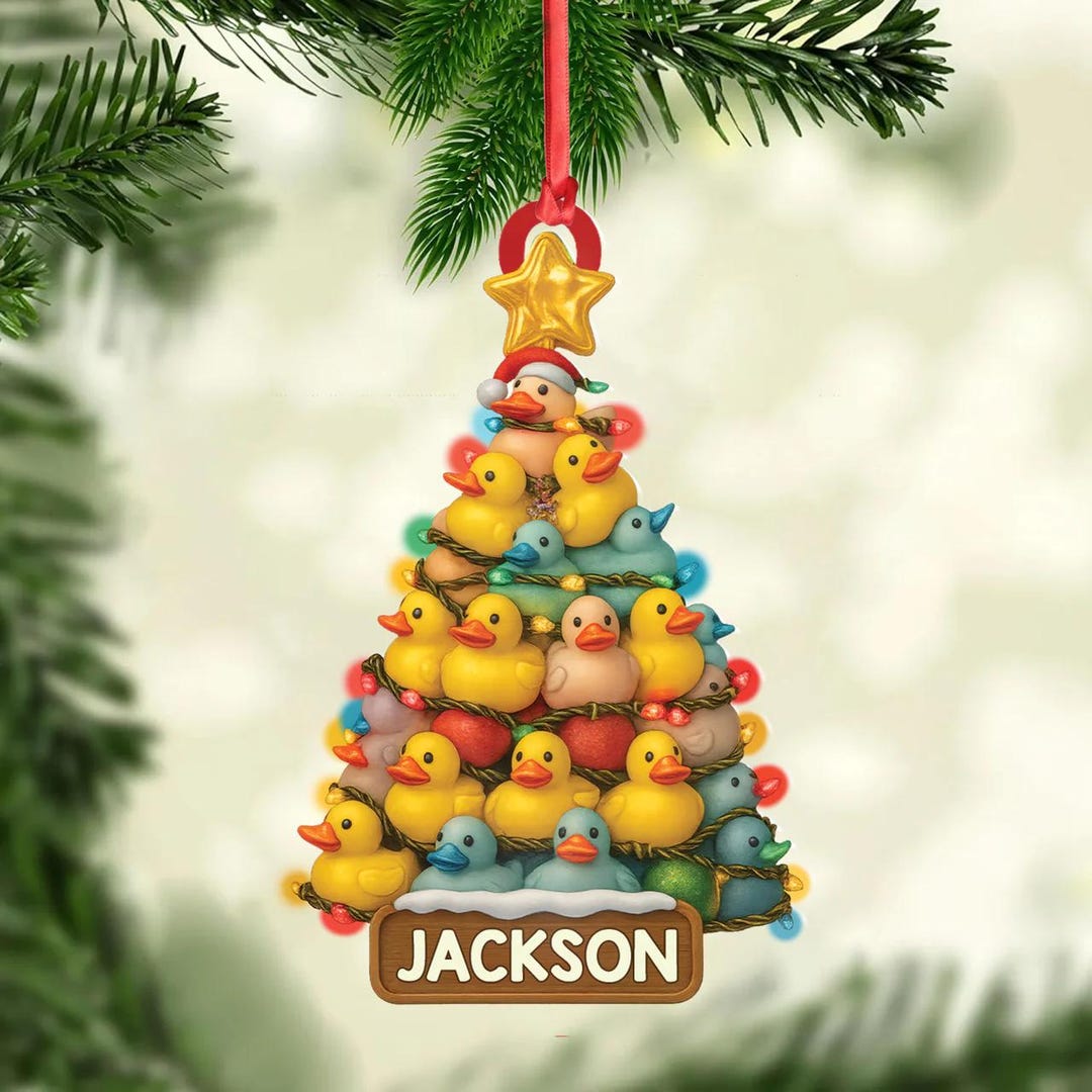Personalized Rubber Duck Christmas Tree Acrylic Ornament – Custom Xmas ...