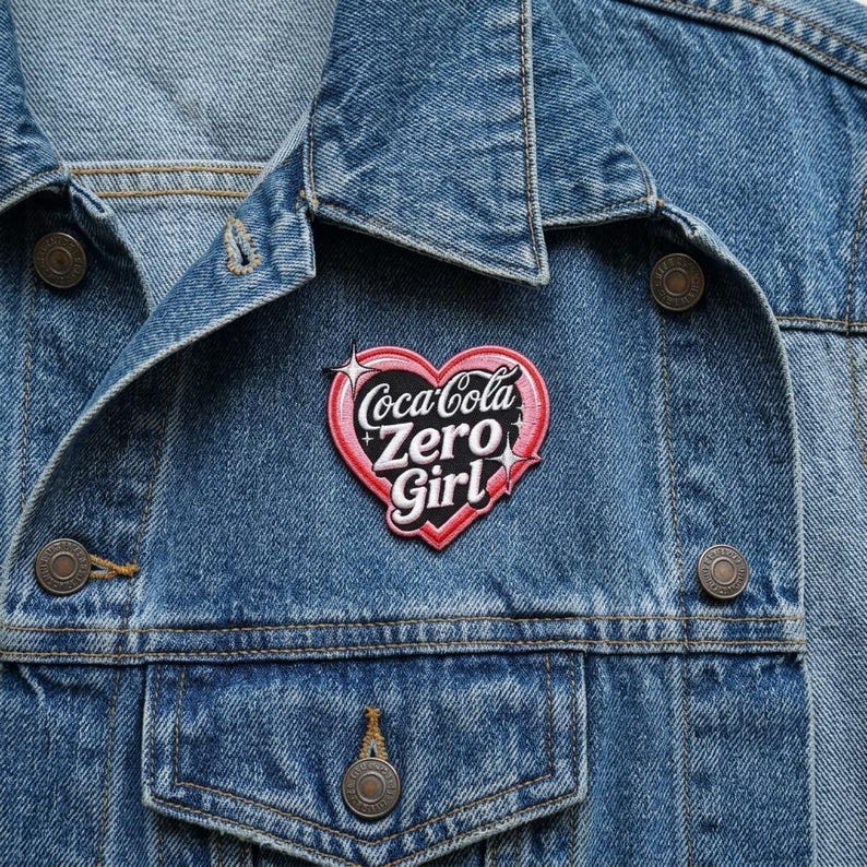 Coke Zero Girl Patch, Cute Heart Soda Embroidered Patch, Funny Y2K ...