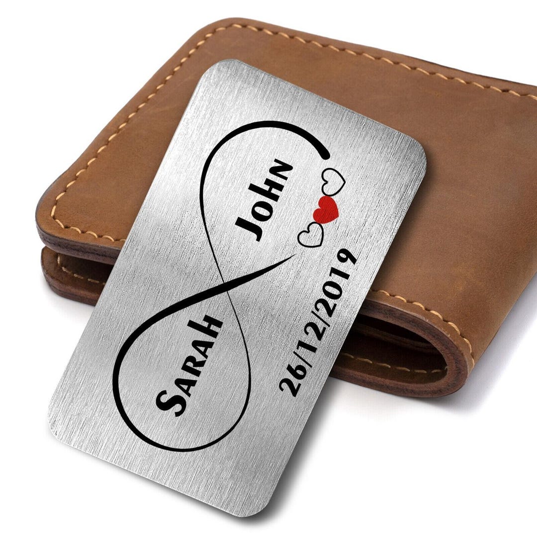 Personalised Love Couple Friendship Metal Card Keepsake Wallet Insert ...