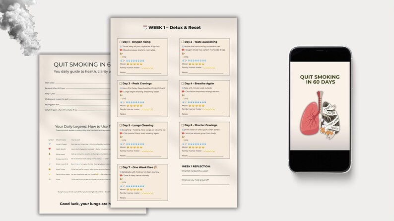 Quit Smoking 60-day Planner – Printable Daily Tracker PDF - Etsy