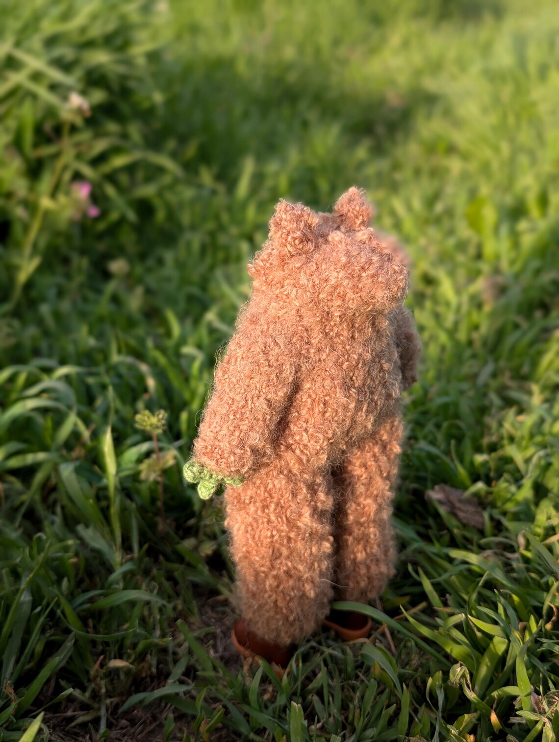 Handmade Knitted Frog in Teddy Costume — 6.7''(17cm) Soft Yarn ...