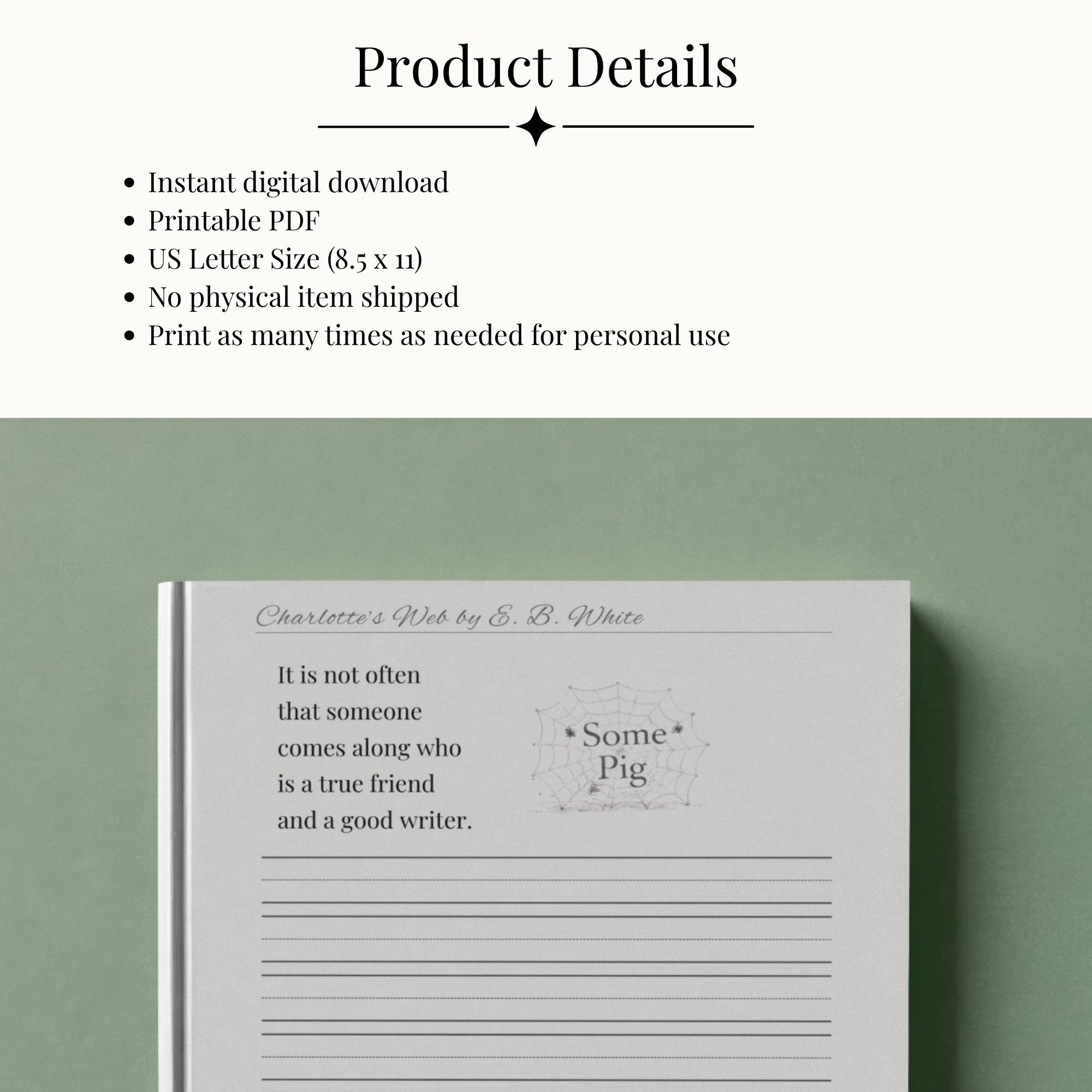 Charlotte’s Web Copywork Journal | Charlotte Mason Inspired | Year 1 ...