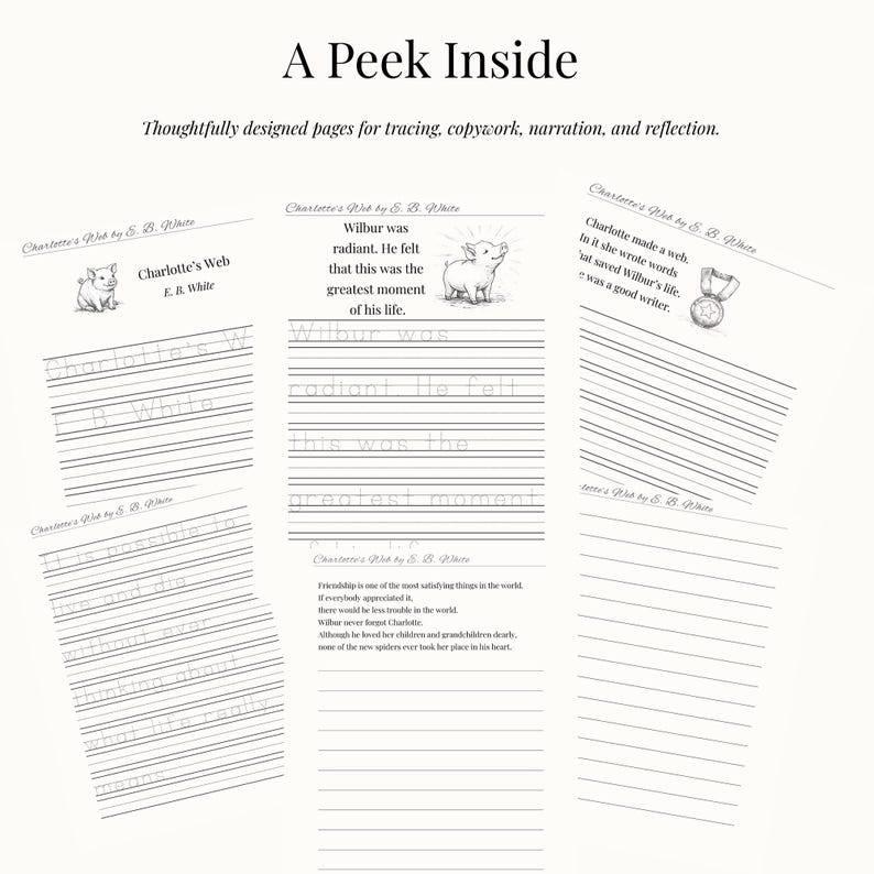 Charlotte’s Web Copywork Journal | Charlotte Mason Inspired | Year 1 ...