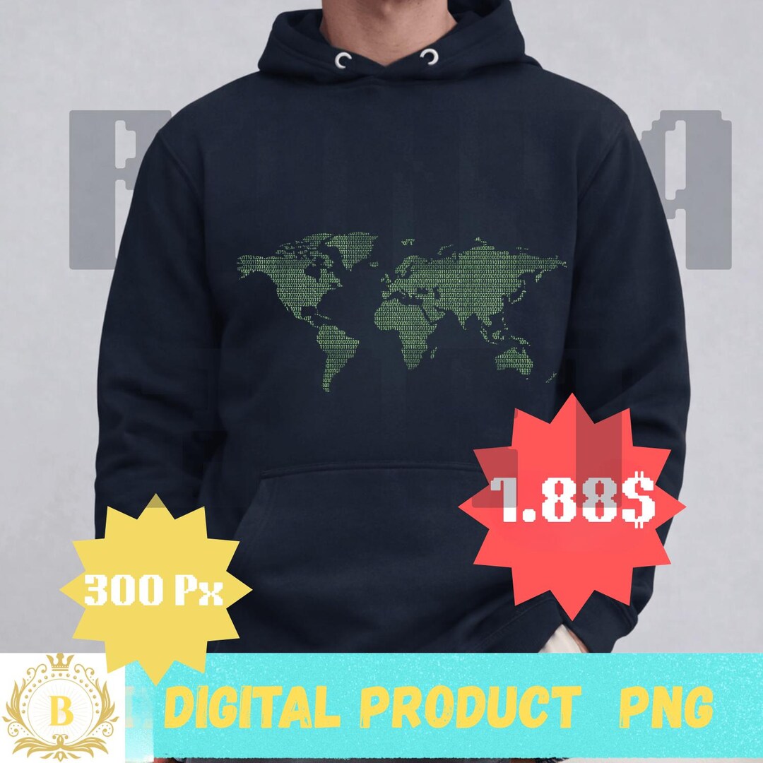 Binary World Computer Coding Programmer, Green Code World Map Art ...