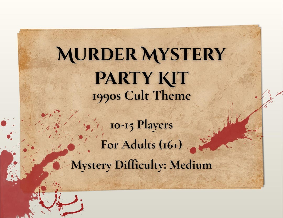 Murder Mystery Digital Party Kit - 1990s Cult Theme - Adult Whodunnit ...