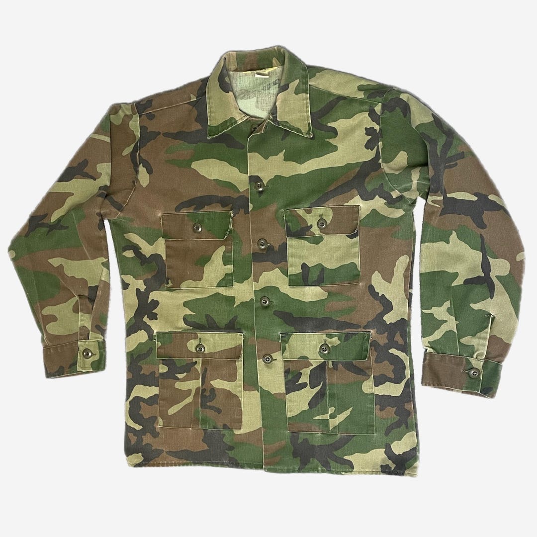Vintage 90s Buck Apparel Camo Button Down Jacket Distressed Unisex ...