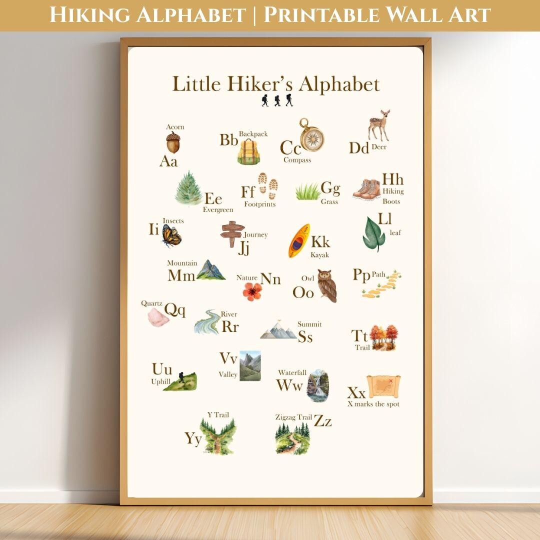 Alphabet Poster, ABC Nature Printables, Nursery Wall Art, Kids Decor ...