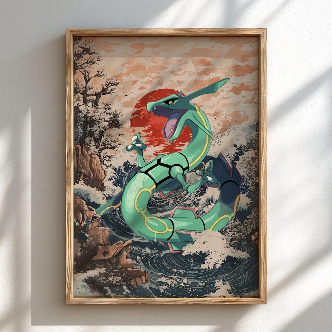Rayquaza Pokémon Art Print | Dragon/flying Type Wall Art | Legendary ...