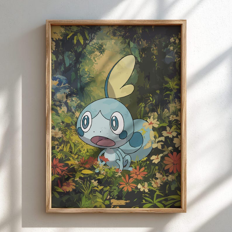 Sobble Pokémon Art Print | Water Type Wall Art | Cute Chameleon Pokémon ...