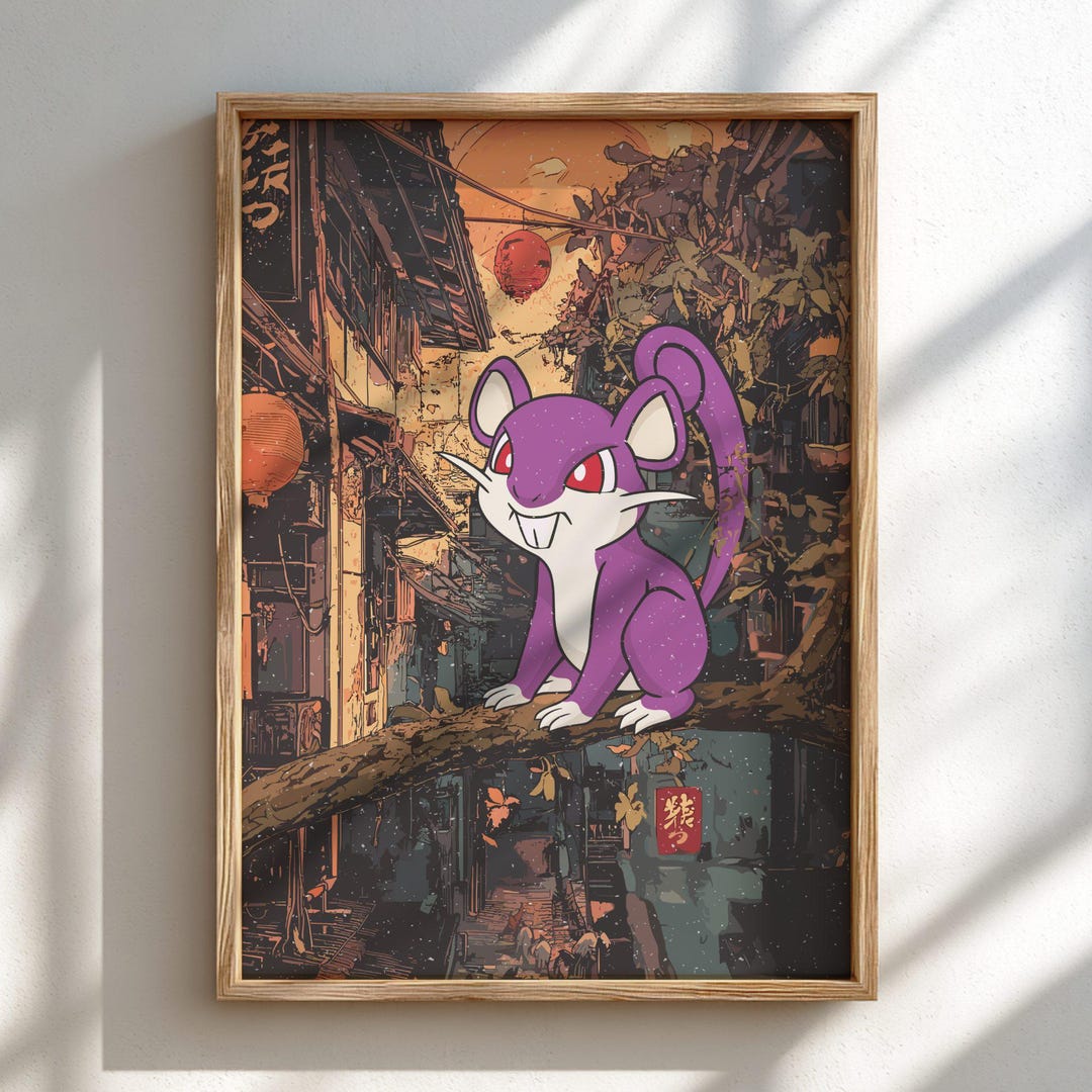 Rattata Pokémon Art Print | Normal Type Wall Art | Cute Mouse Pokémon ...