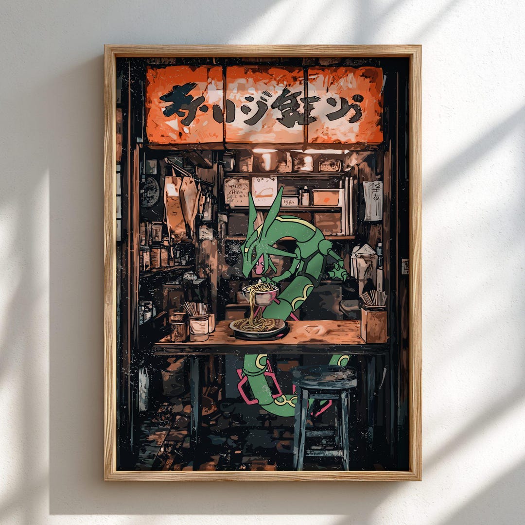 Rayquaza Pokémon Art Print | Ramen Style Wall Art | Legendary Sky ...