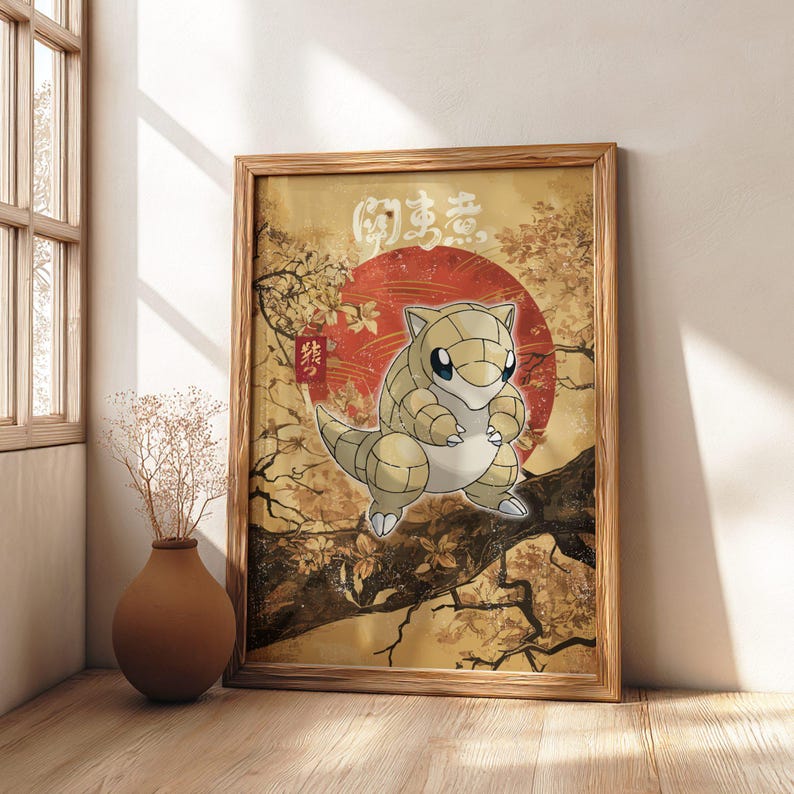 Sandshrew Pokémon Art Print | Ground Type Wall Art | Cute Armadillo ...