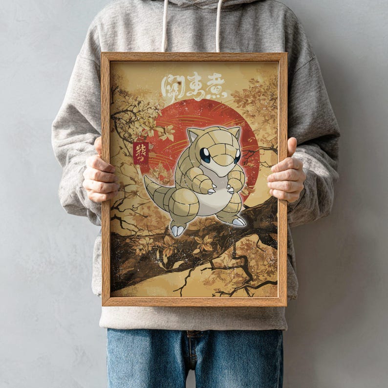 Sandshrew Pokémon Art Print | Ground Type Wall Art | Cute Armadillo ...