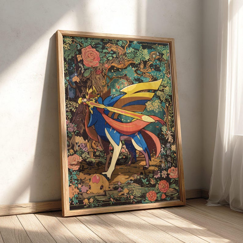 Zacian Pokémon Art Print | Legendary Fairy-type Wall Art | Anime Poster ...