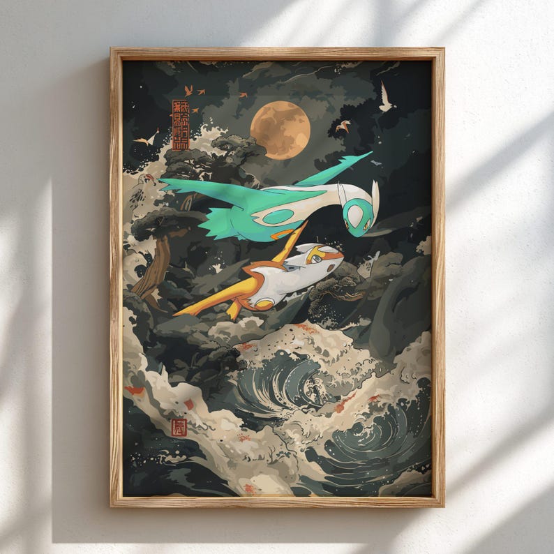 Shiny Latias & Latios Pokémon Art Print | Dragon/psychic Type Wall Art ...