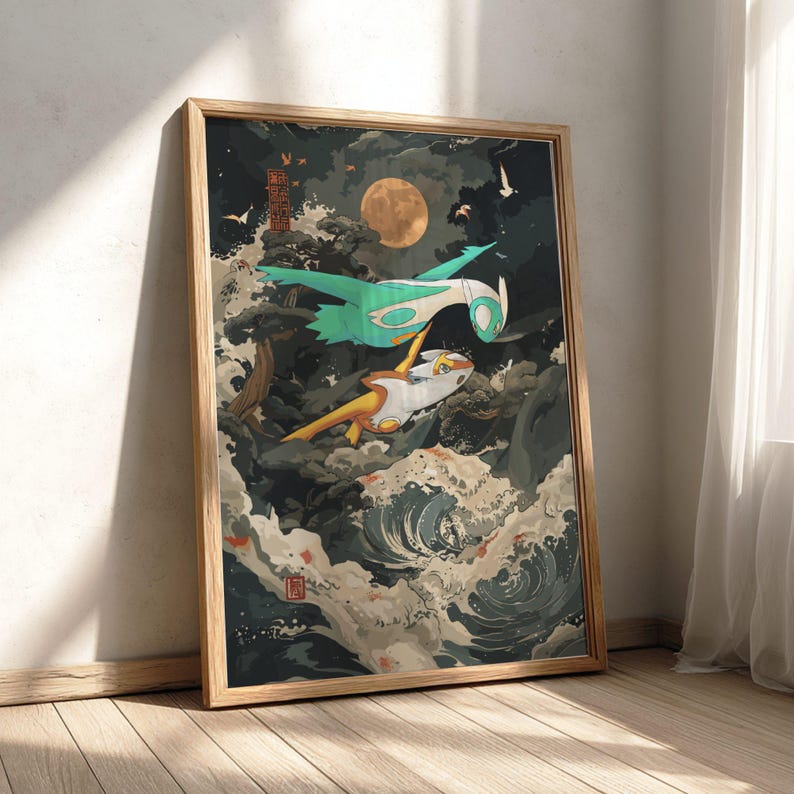 Shiny Latias & Latios Pokémon Art Print | Dragon/psychic Type Wall Art ...