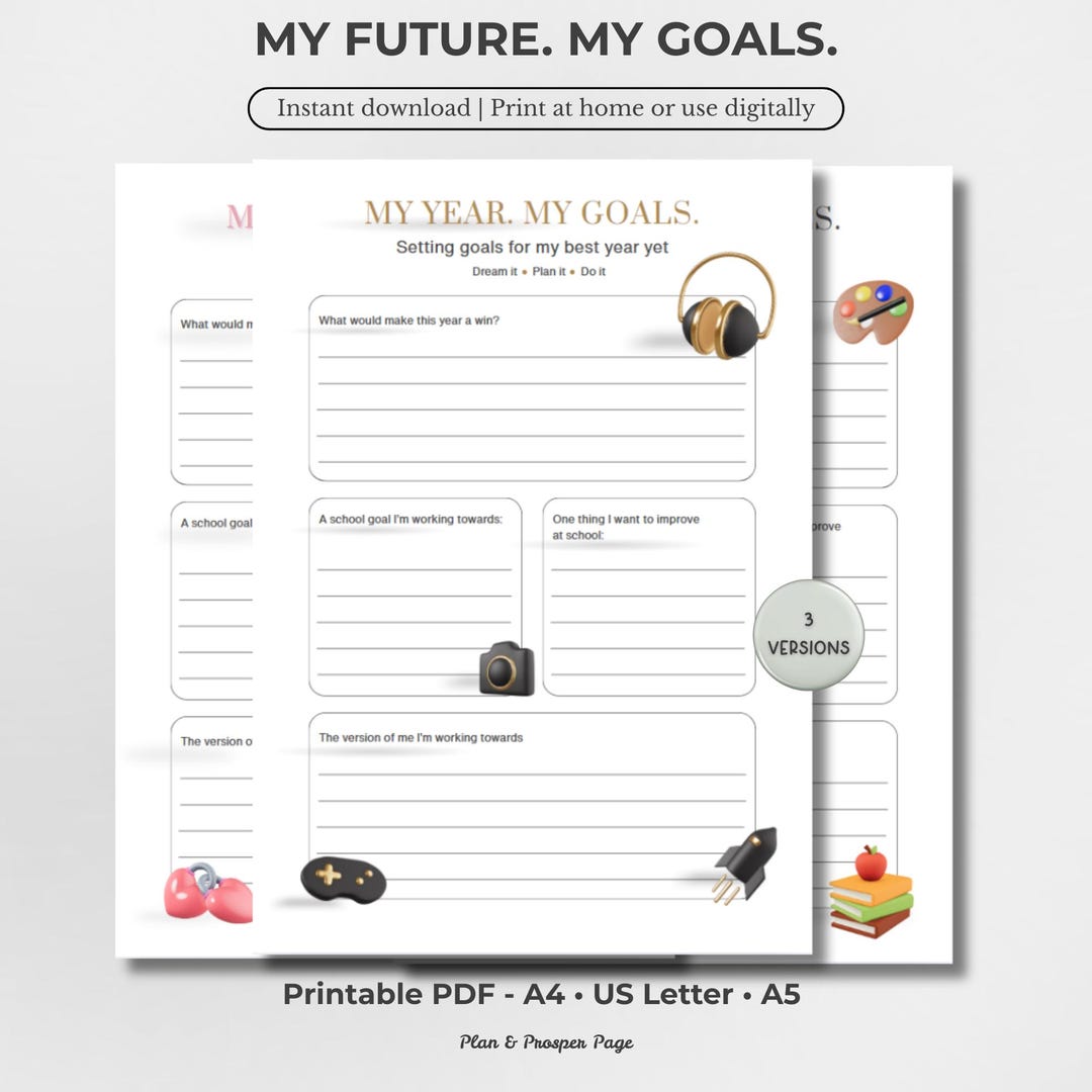Teen Goals Worksheet Printable | School Goal Planner | Student Goal ...