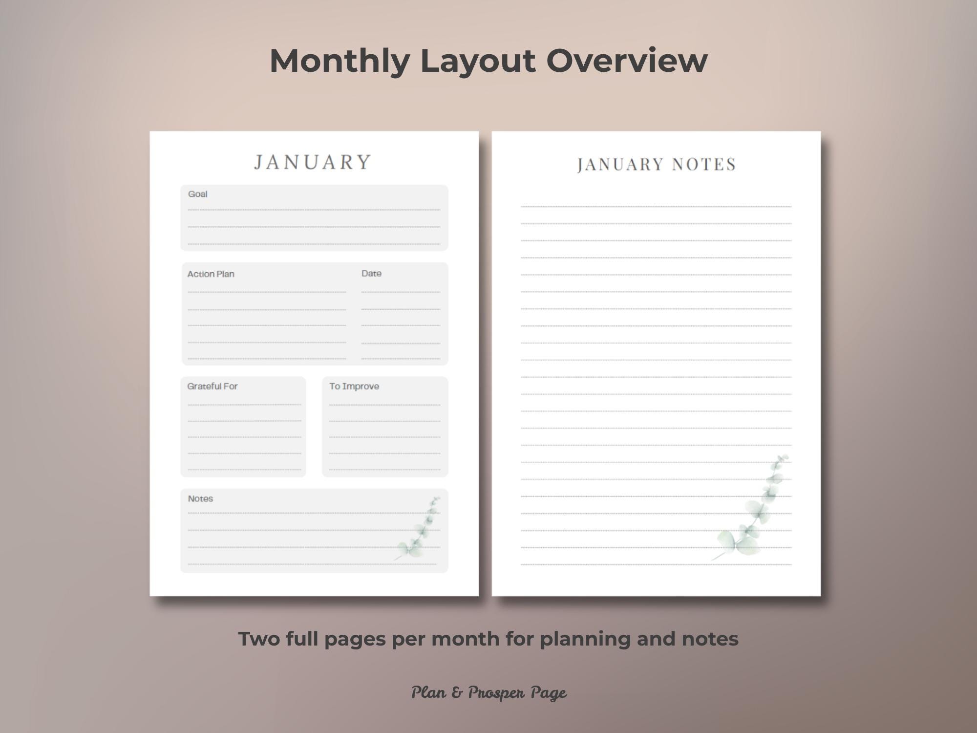 2027 Planner Printable | Monthly Planner PDF, Sunday Start | Minimal ...