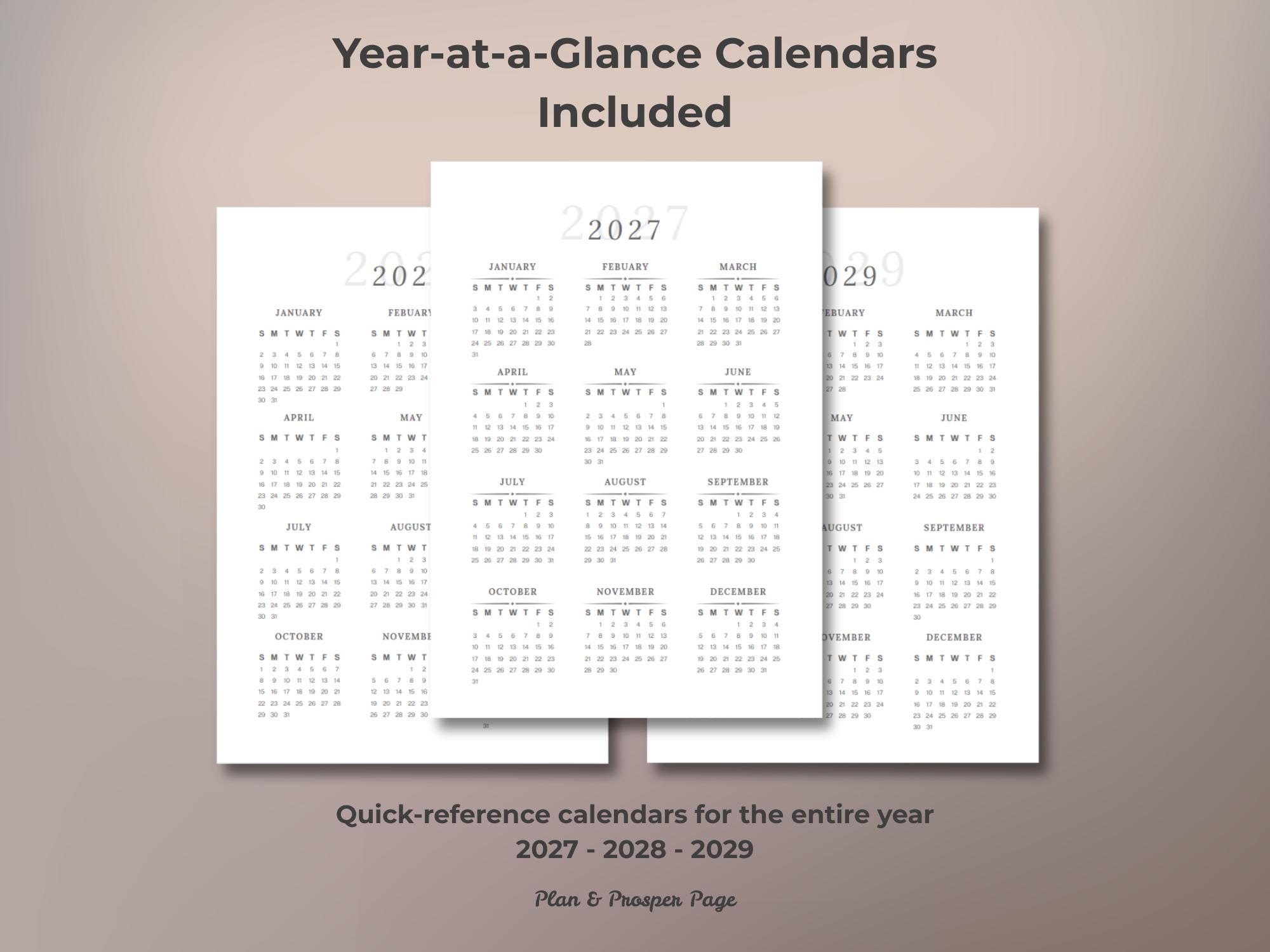 2027 Planner Printable | Monthly Planner PDF, Sunday Start | Minimal ...