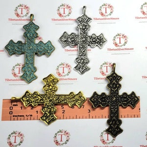 3 Pcs per Pack 73x50mm Large Fancy Solid Cross Pendant Color to Choose ...