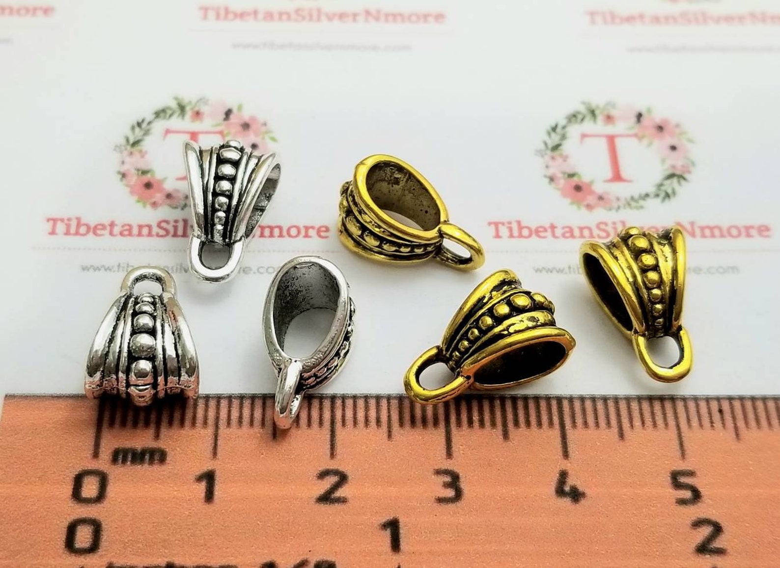 18 Pcs per Pack 10x9mm Bali Style Bail Antique Silver or Gold Finish ...