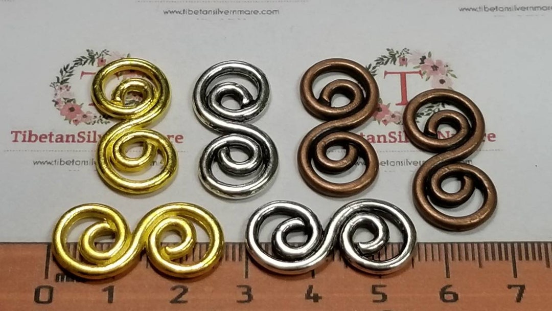 12 Pcs per Pack 27x14mm Double Swirl Spiro Link Antique Silver, Copper ...