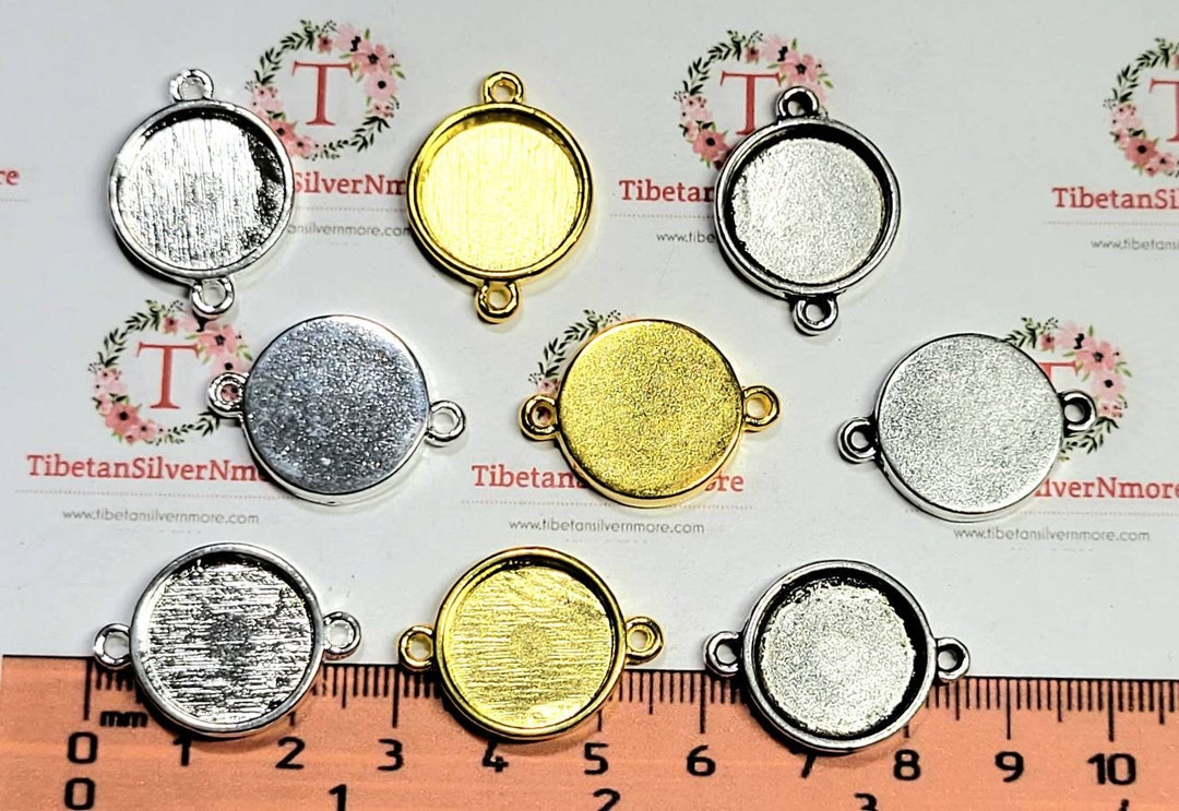 8 Pcs per Pack 14mm Round Filler Coin Link Antique Silver, Shily Gold ...