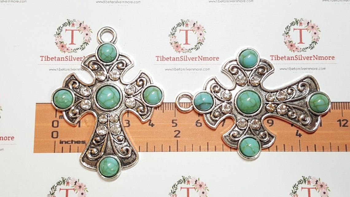2 Pcs per Pack 65x47mm Rhinestones Cross Pendant With | Etsy