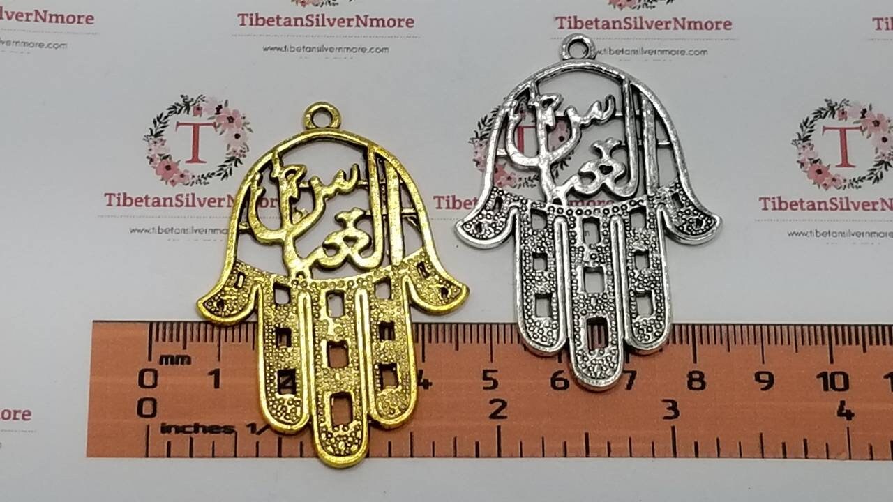 3 Pcs per Pack 60x35mm Large Filigree Hand of Fatima Pendant - Etsy