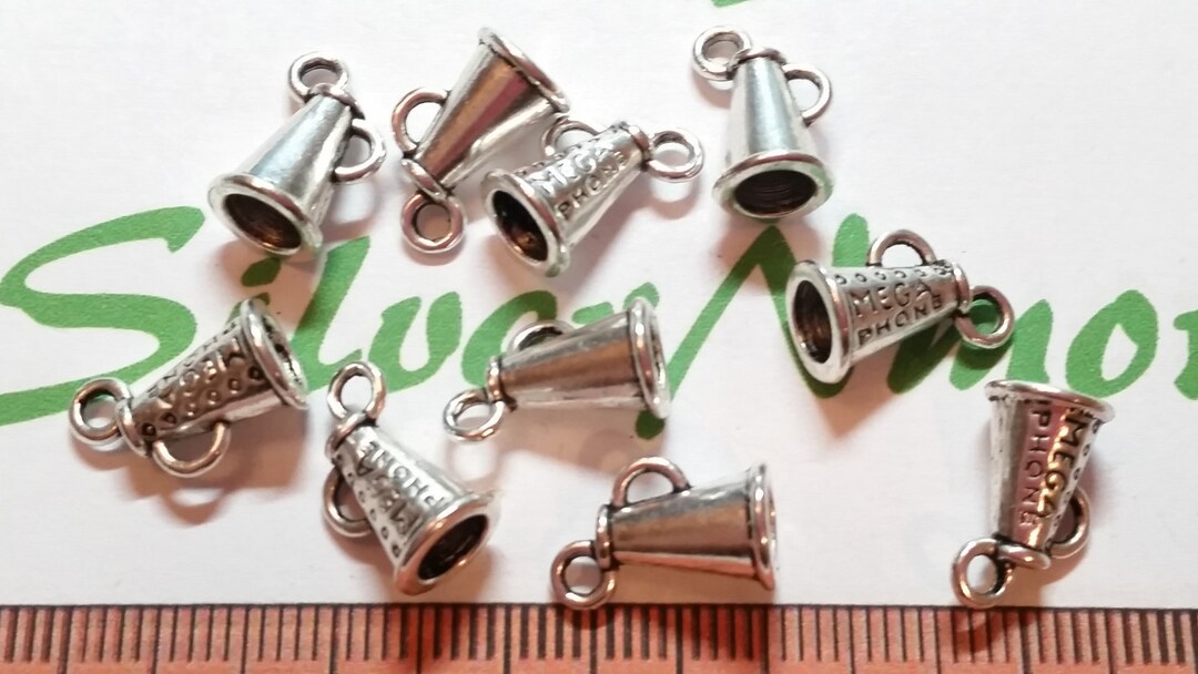 24 Pcs per Pack 11x7mm Megaphone Printed on One Side Megaphone Charm ...