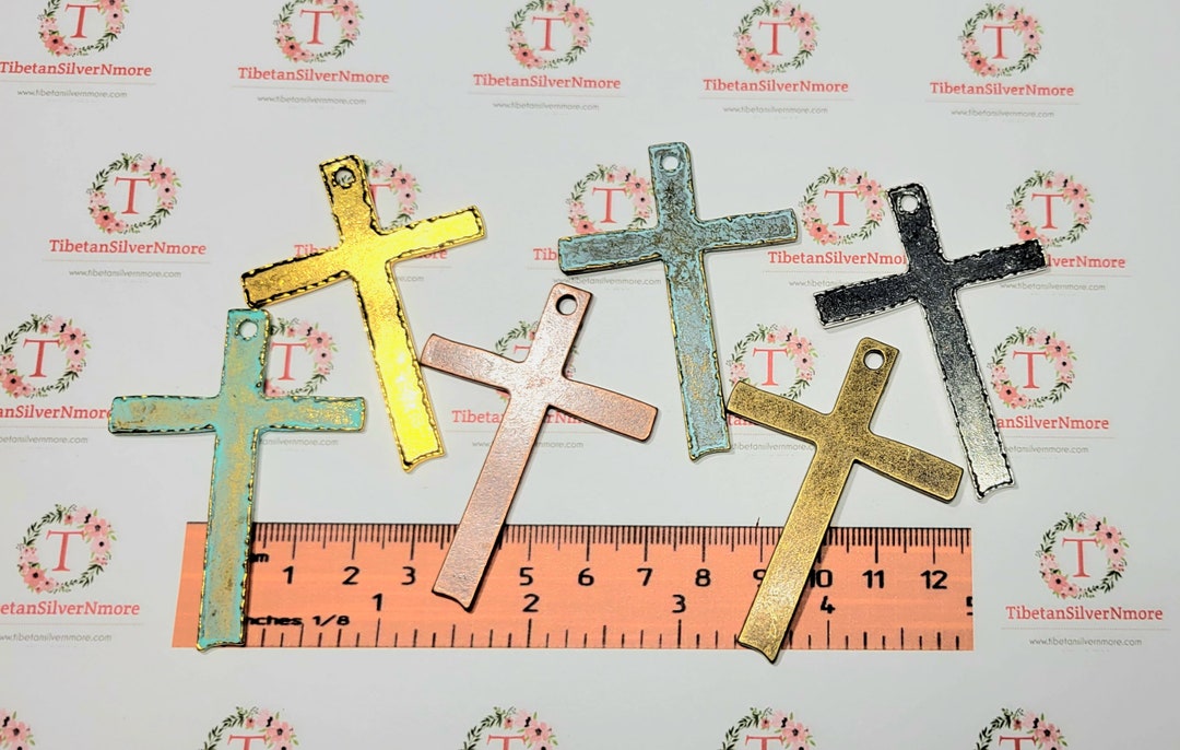 4 Pieces a Pack of 59x44mm Paper Cut Edge Cross Pendant in Antique ...