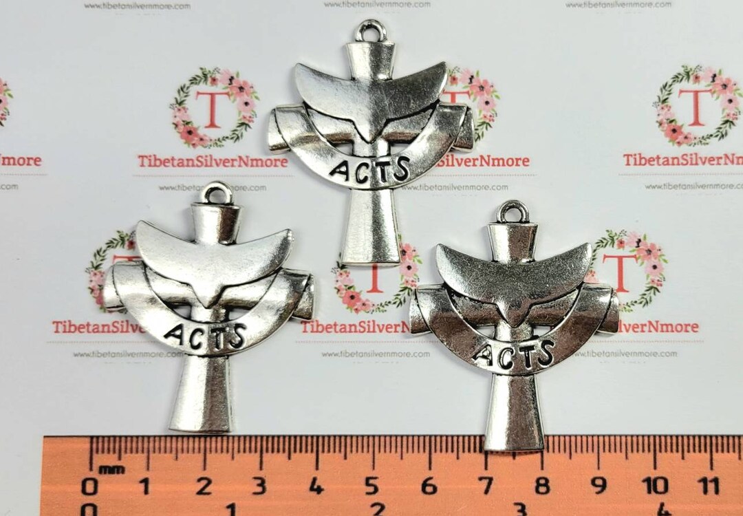 6 Pcs per Pack 45x38mm ACTS Cross Pendant Antique Silver Lead Free ...