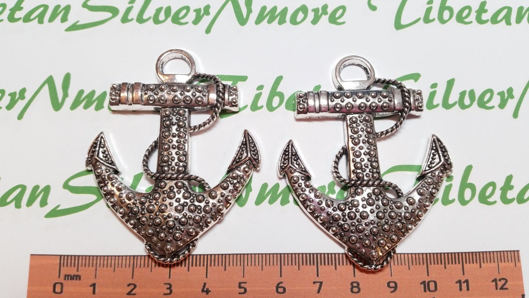 3 Pcs per Pack 64x50mm Large One Side Anchor Pendant Textured Antique ...