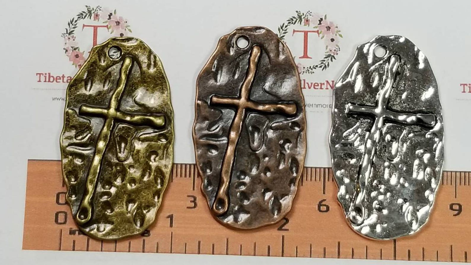 3 Pcs per Pack 47x26mm Large Oval Hammered Cross Stamp Antique - Etsy