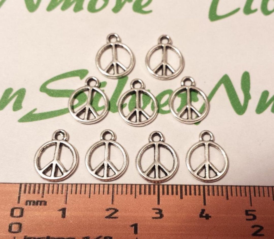 48 Pcs per Pack 10mm Small Peace Sign Charm in Antique Silver - Etsy