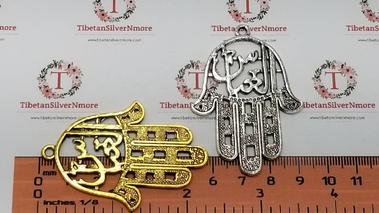 3 Pcs per Pack 60x35mm Large Filigree Hand of Fatima Pendant - Etsy