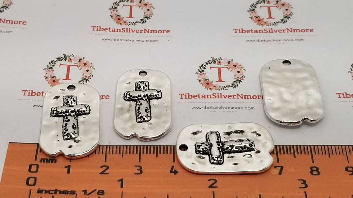 5 Pcs per Pack 29x18mm Cross Dog Tag in Silver Tone Lead Free - Etsy