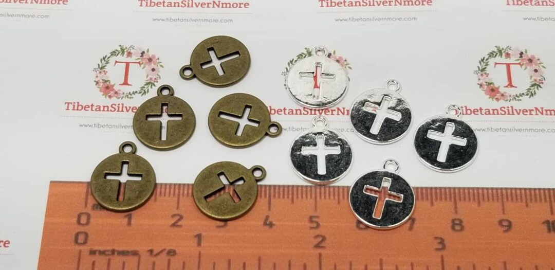 14 Pcs per Pack of 14mm Plain Cut Out Cross Coin Pendant in - Etsy