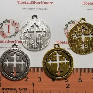 6 Pcs per Pack 24mm 1.5mm Thickness Cutout Cross Coin Antique Silver or ...