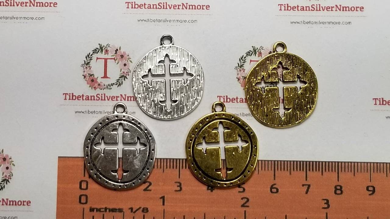 6 Pcs per Pack 24mm 1.5mm Thickness Cutout Cross Coin Antique - Etsy