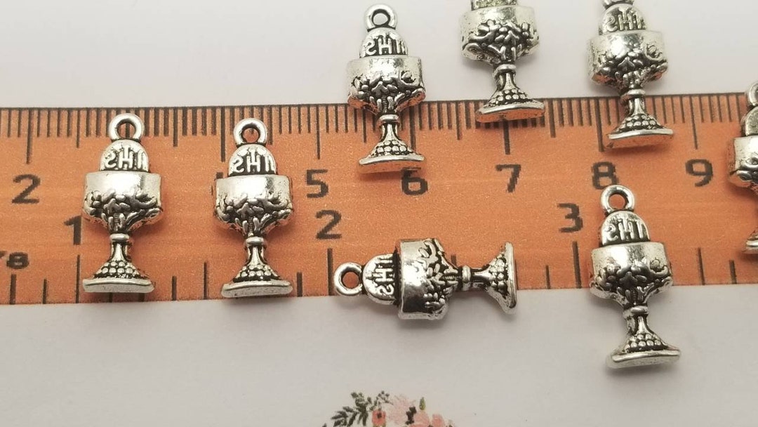 12 Pcs per Pack 18x8mm 5mm Thickness Chalice Charm Antique Silver Lead ...
