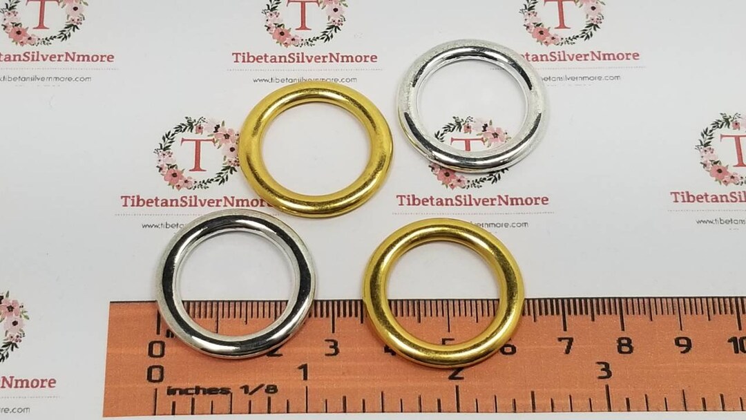 6 Pcs per Pack 20mm Smooth Solid Round Loop in Gold or Silver Tone Lead ...