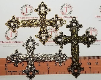 6 Pcs per Pack 30x14mm Cross Cut Out Pendant Gold Bronze or | Etsy
