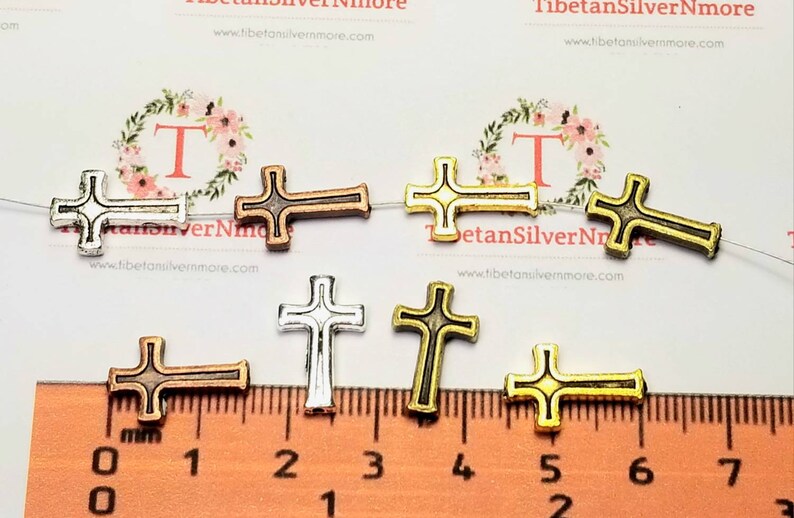 24 Pcs per Pack 16x8mm Reversible Cross Bead in Antique Silver, Copper ...