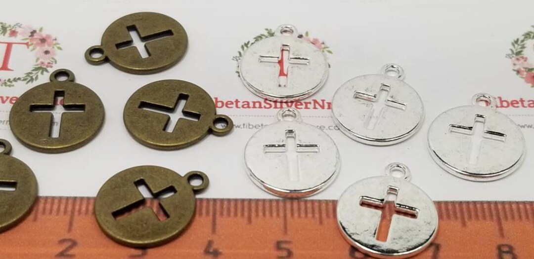 14 Pcs per Pack of 14mm Plain Cut Out Cross Coin Pendant in - Etsy