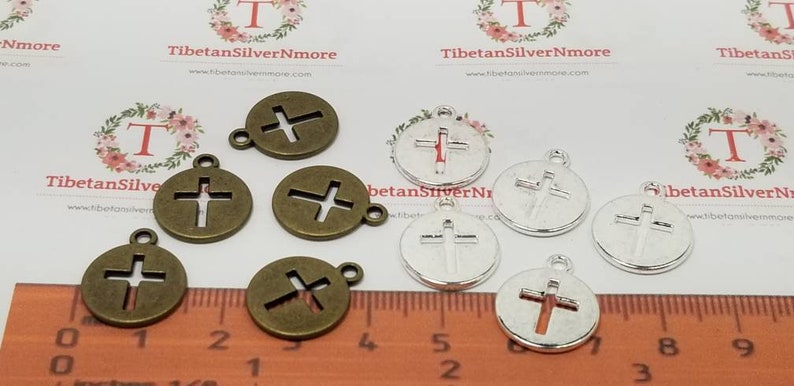 14 Pcs per Pack of 14mm Plain Cut Out Cross Coin Pendant in | Etsy