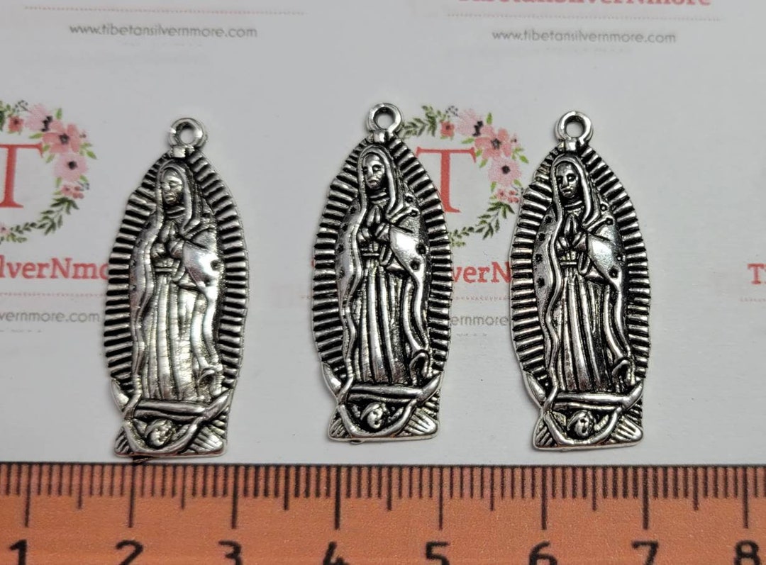 6 Pcs per Pack 35x14mm Medium Size Lady Guadalupe Charms in Antique ...