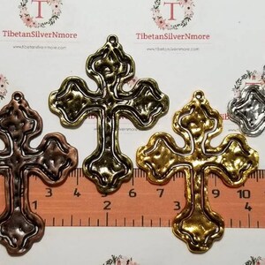 4 Pcs per Pack 69x50mm Cut Line Hammered Cross Cross Pendant in Color ...